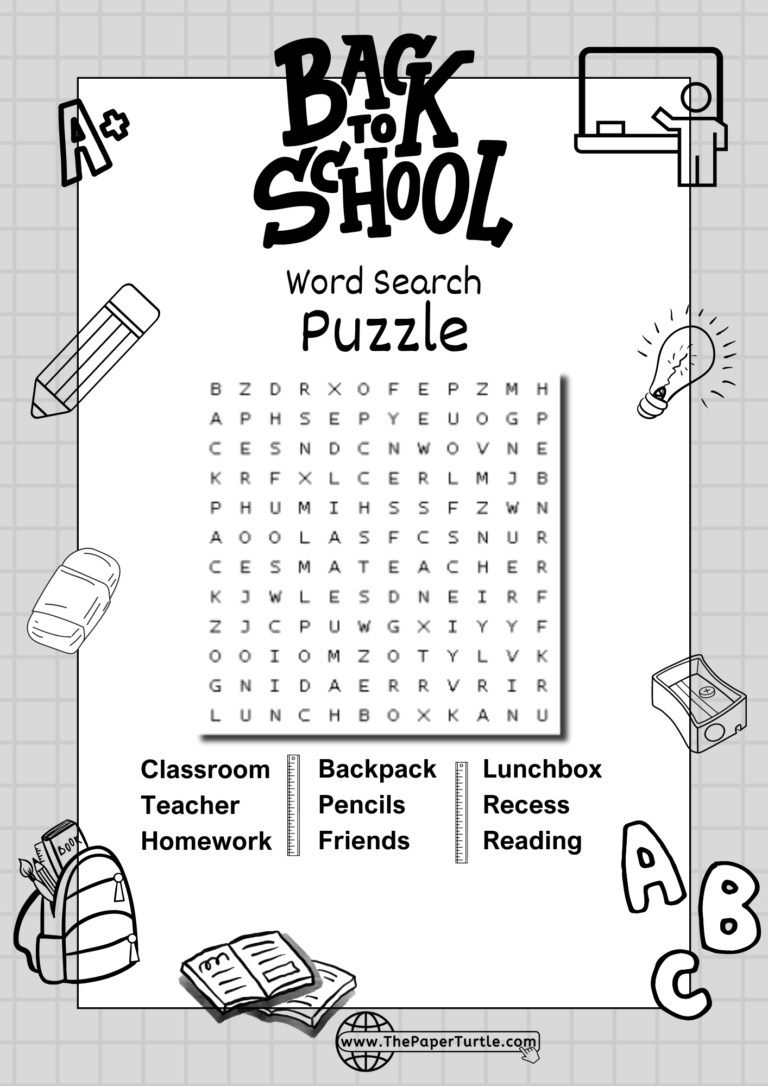 Back To School Worksheet - ThePaperTurtle