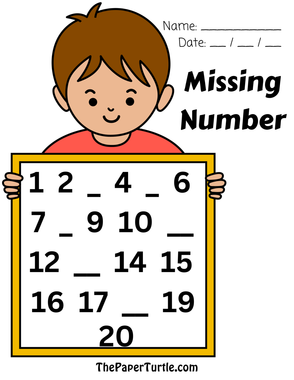 Missing Number Worksheets - ThePaperTurtle